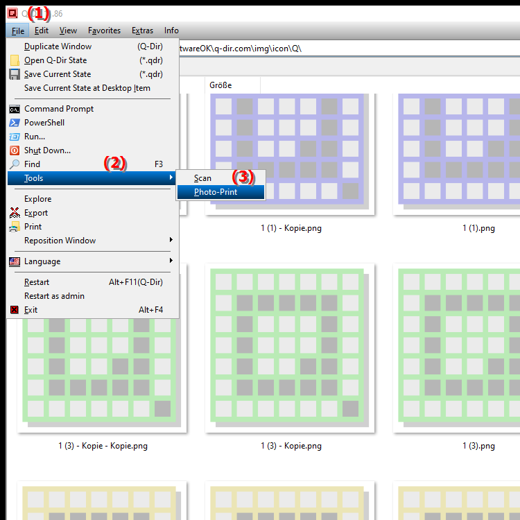 How can I print photos in File Explorer on Windows?