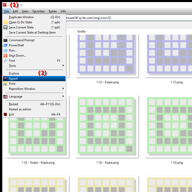 How do I export data lists from File Explorer on Windows?
