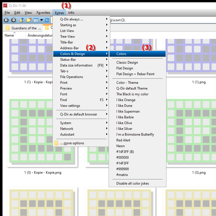 How do I change the text color in File Explorer Q-Dir on Windows?