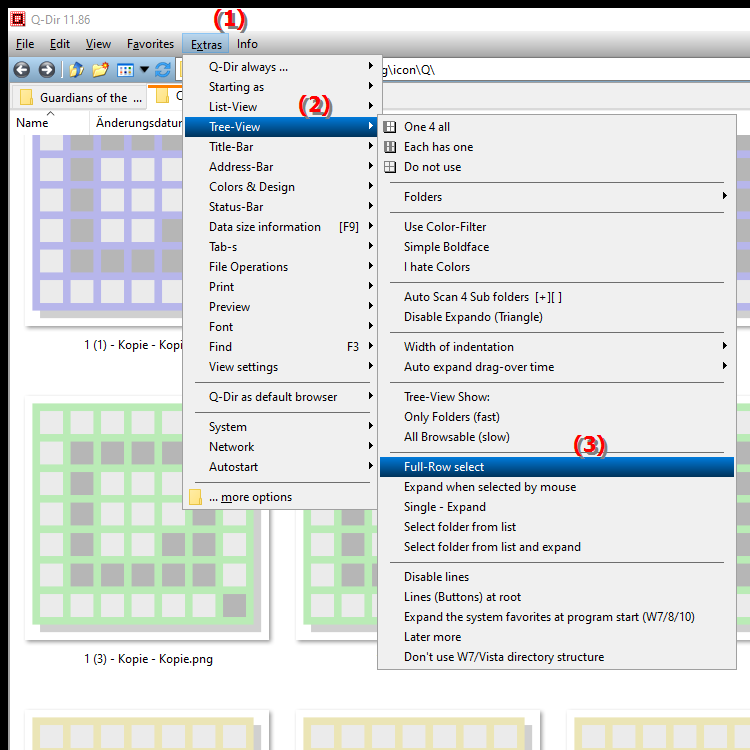 How does full-line highlighting work in the File Explorer directory ...